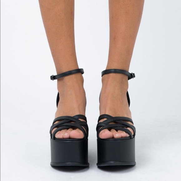 Dolls Kill | Shoes | Nib Roc Australia Black Leather Platforms 4m ...